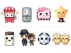 Kawaii Cinema, Theatre, Movie Party, Popcorn, Film, Ticket – Clipartset