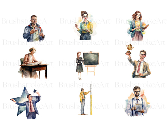 Watercolor Teacher Clipart, Study Clipart, Teachers Day PNG – Clipartset