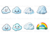 Rain Cloud Clipart, Rainbow PNG, Weather Clipart, Rainy Day – Clipartset