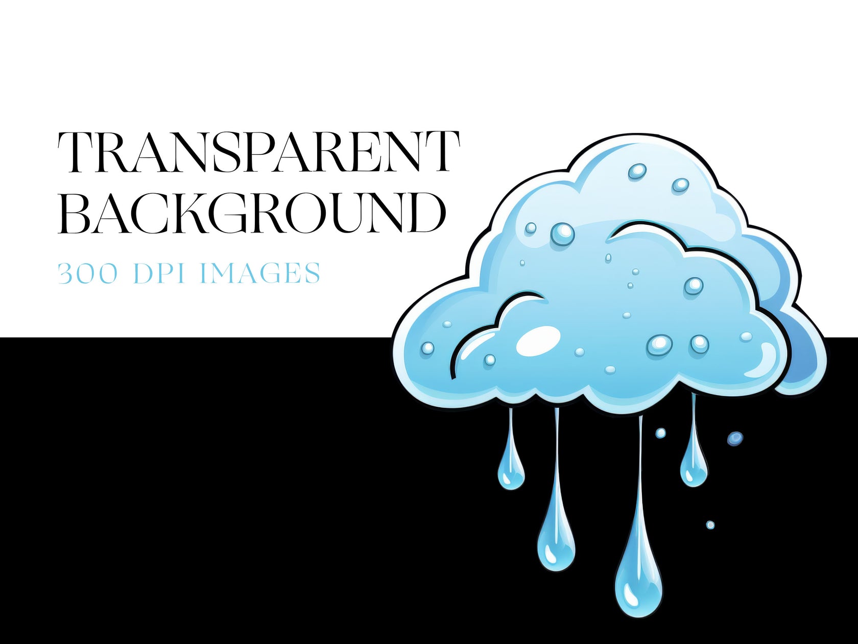 Rain Cloud Clipart, Rainbow PNG, Weather Clipart, Rainy Day – Clipartset
