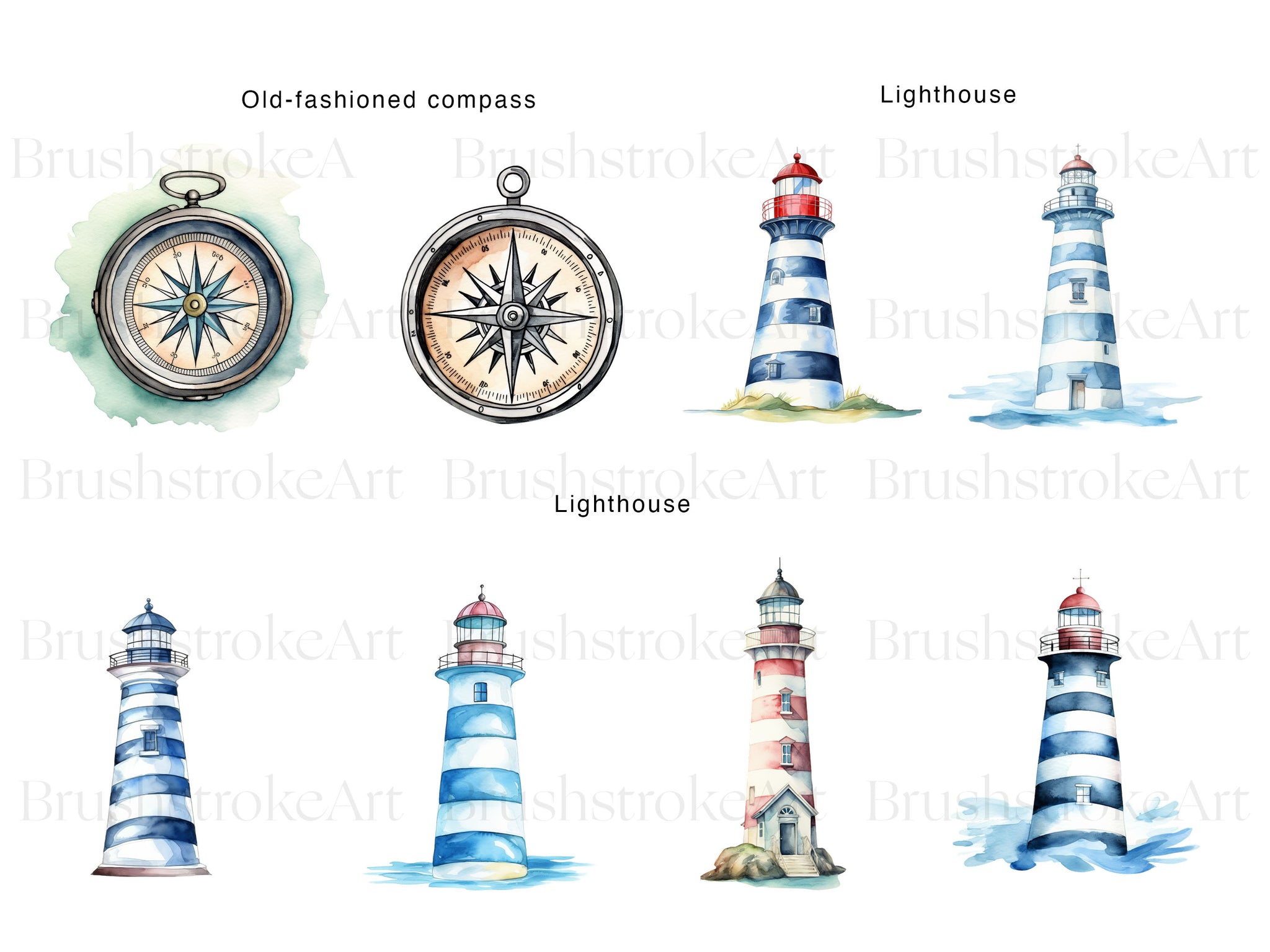 Watercolor Nautical Clipart, Coastal Beach, Sailing Clipart – Clipartset