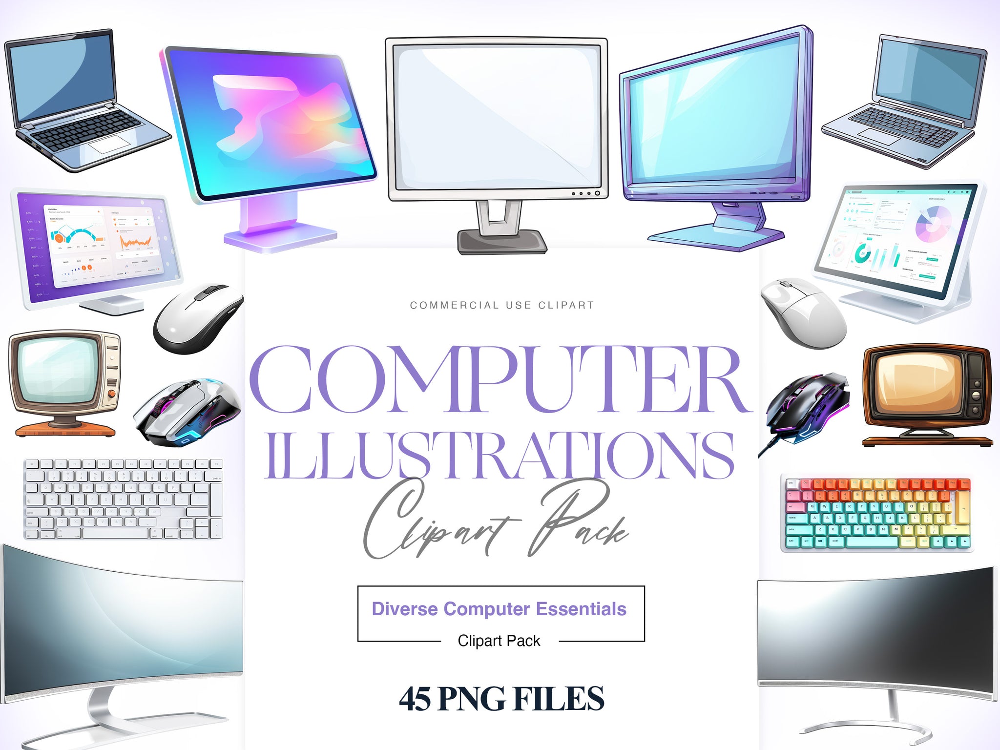Computer Clipart, Keyboard PNG, Laptop Clipart, Mouse PNG – Clipartset