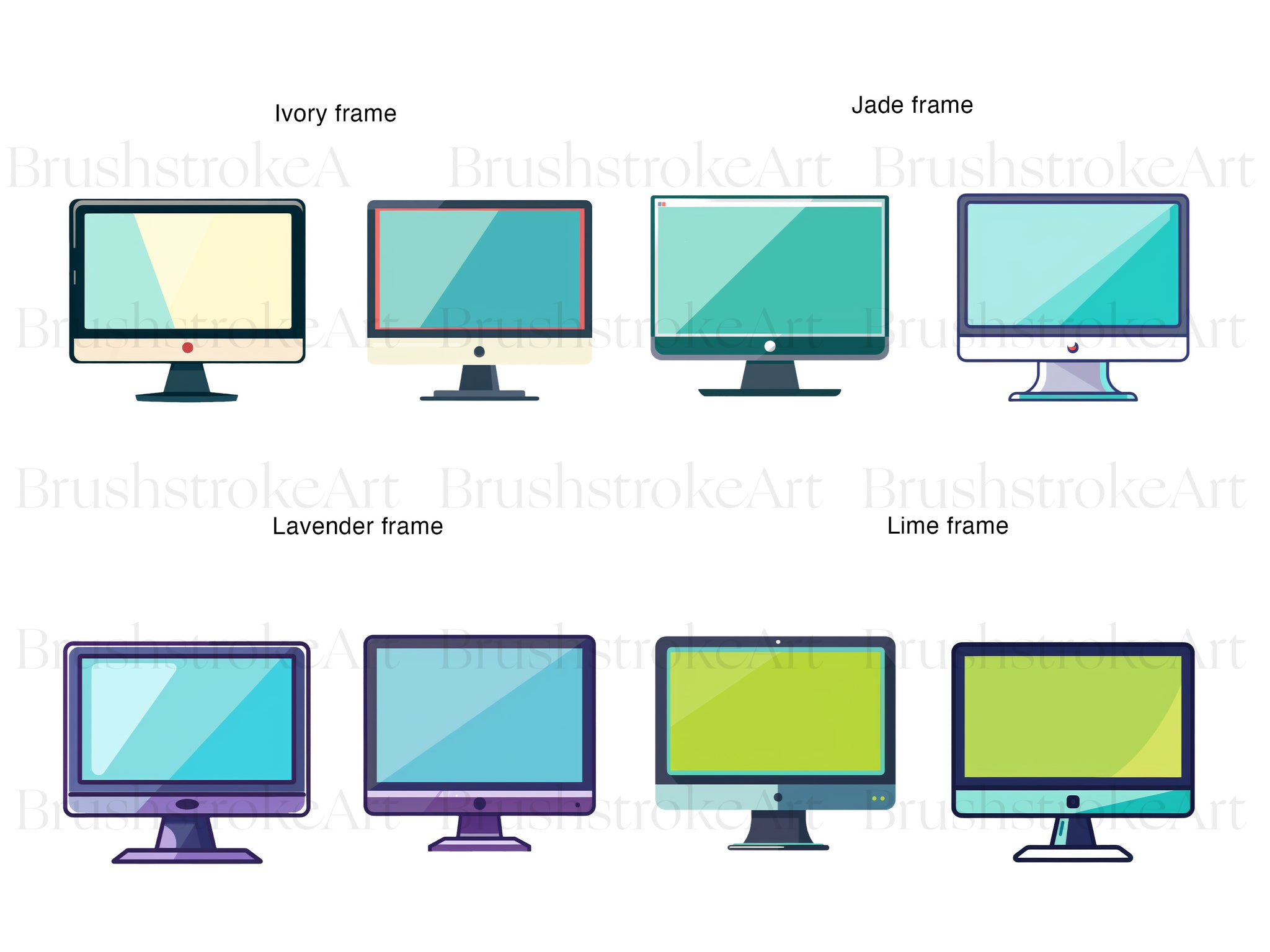 Computer Monitor Clipart, Computer Screen, Tech Graphics – Clipartset