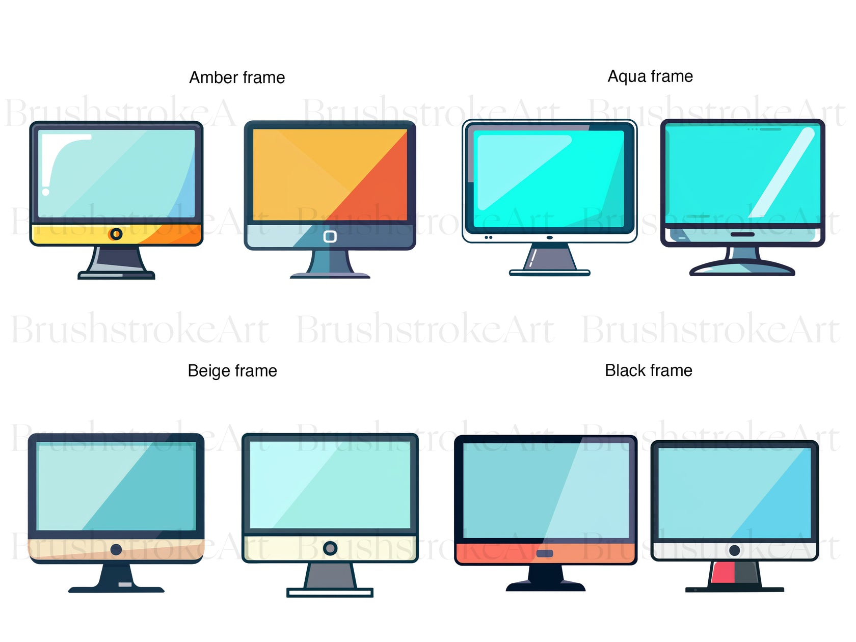 Computer Monitor Clipart, Computer Screen, Tech Graphics – Clipartset