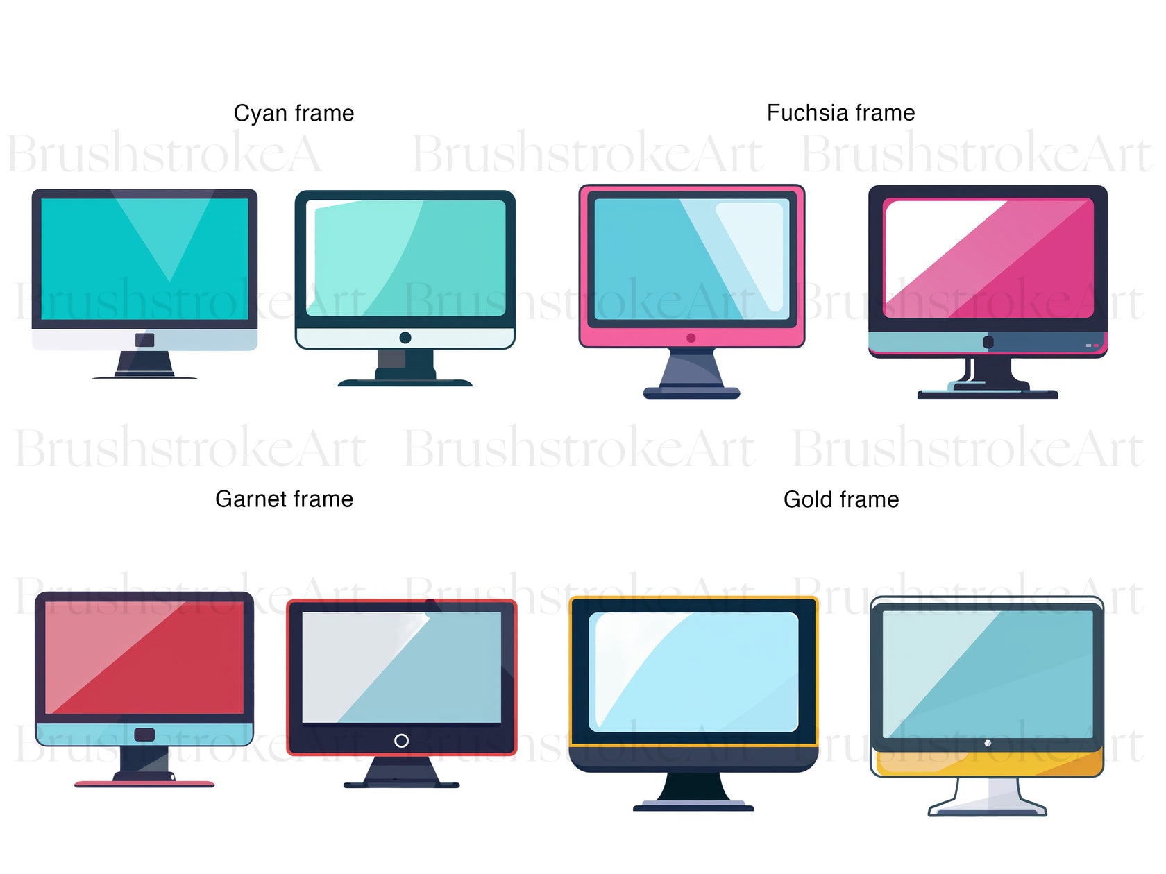 Computer Monitor Clipart, Computer Screen, Tech Graphics – Clipartset