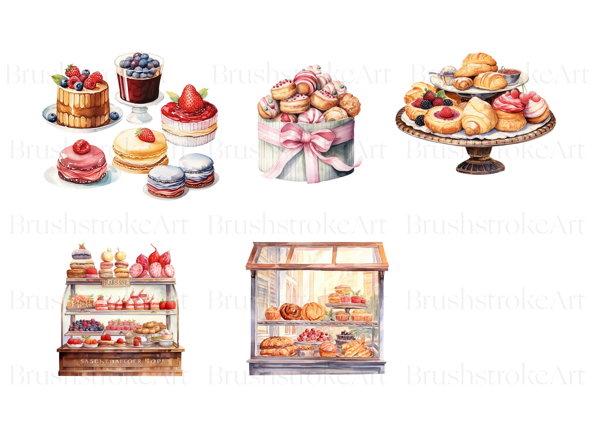 Watercolor French Food Clipart, Food PNG, Pastry, Cake Images – Clipartset