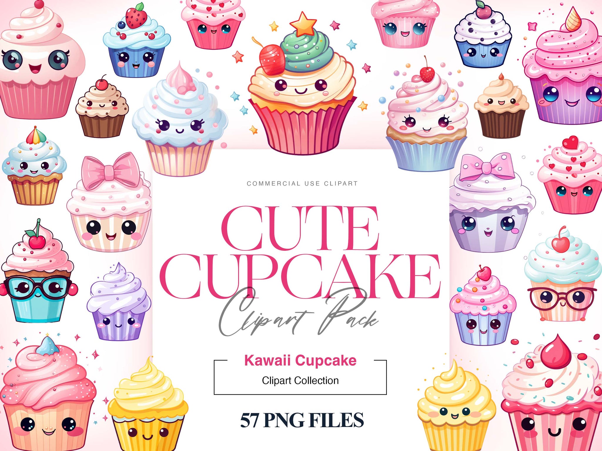 Cute Cupcake Clipart, Strawberry Cupcake PNG, Dessert Menu – Clipartset
