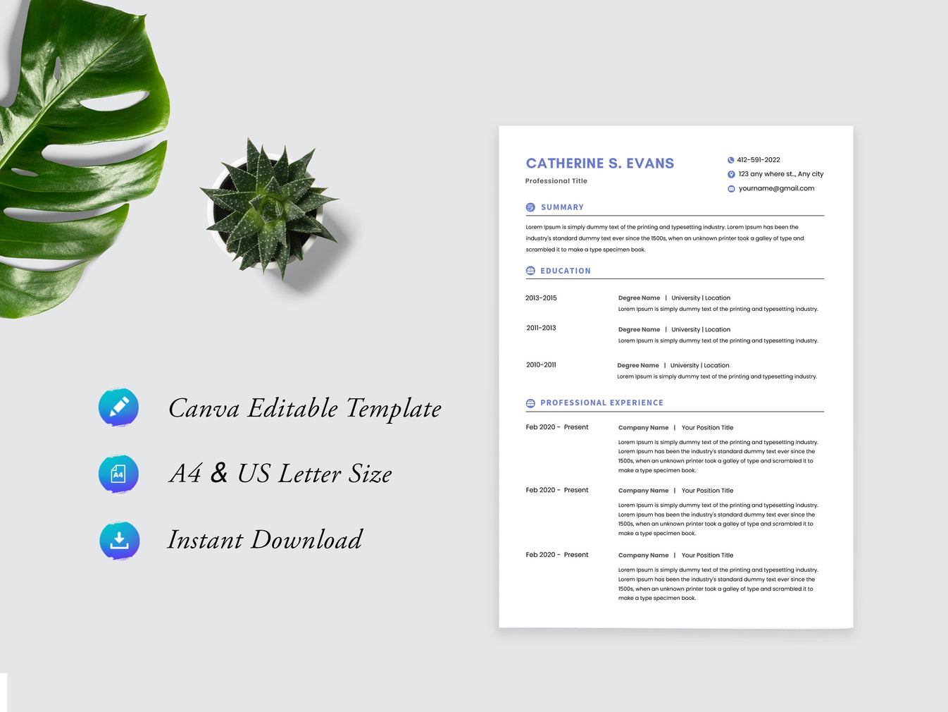 Printable Resume Template, Best Resume, CV Format, Canva – Clipartset