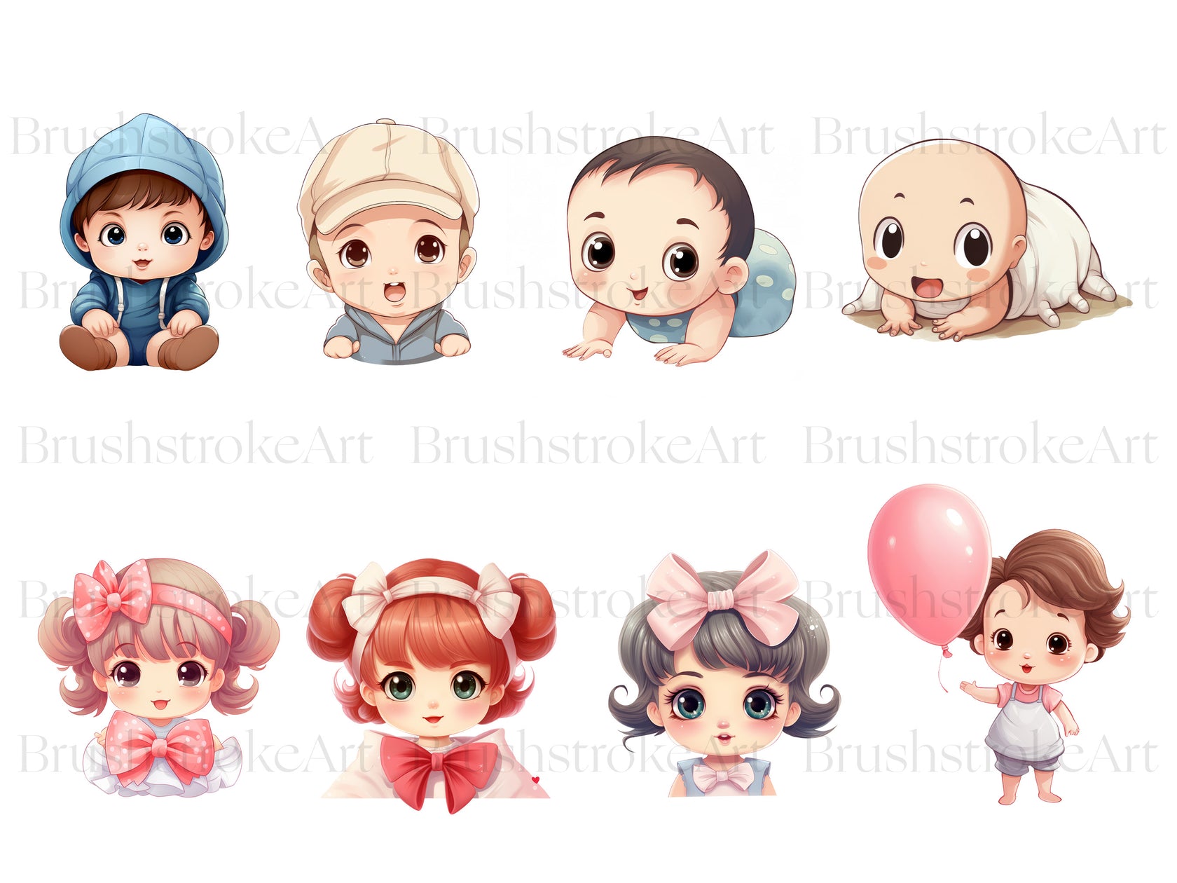 Kawaii Baby Clipart, Cute Babies, Funny, Baby Girl Clipart – Clipartset