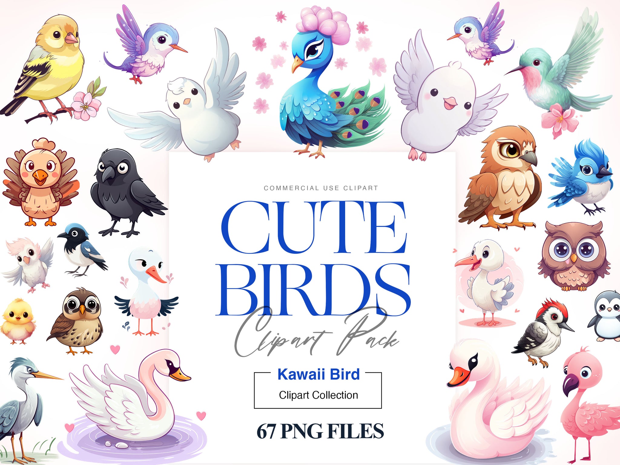 Cute Bird Clipart, Baby Bird, Cute Chicken, Kawaii Bird PNG – Clipartset