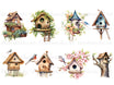 Watercolor Bird House Clipart, Spring Birds, House PNG, Tree – Clipartset