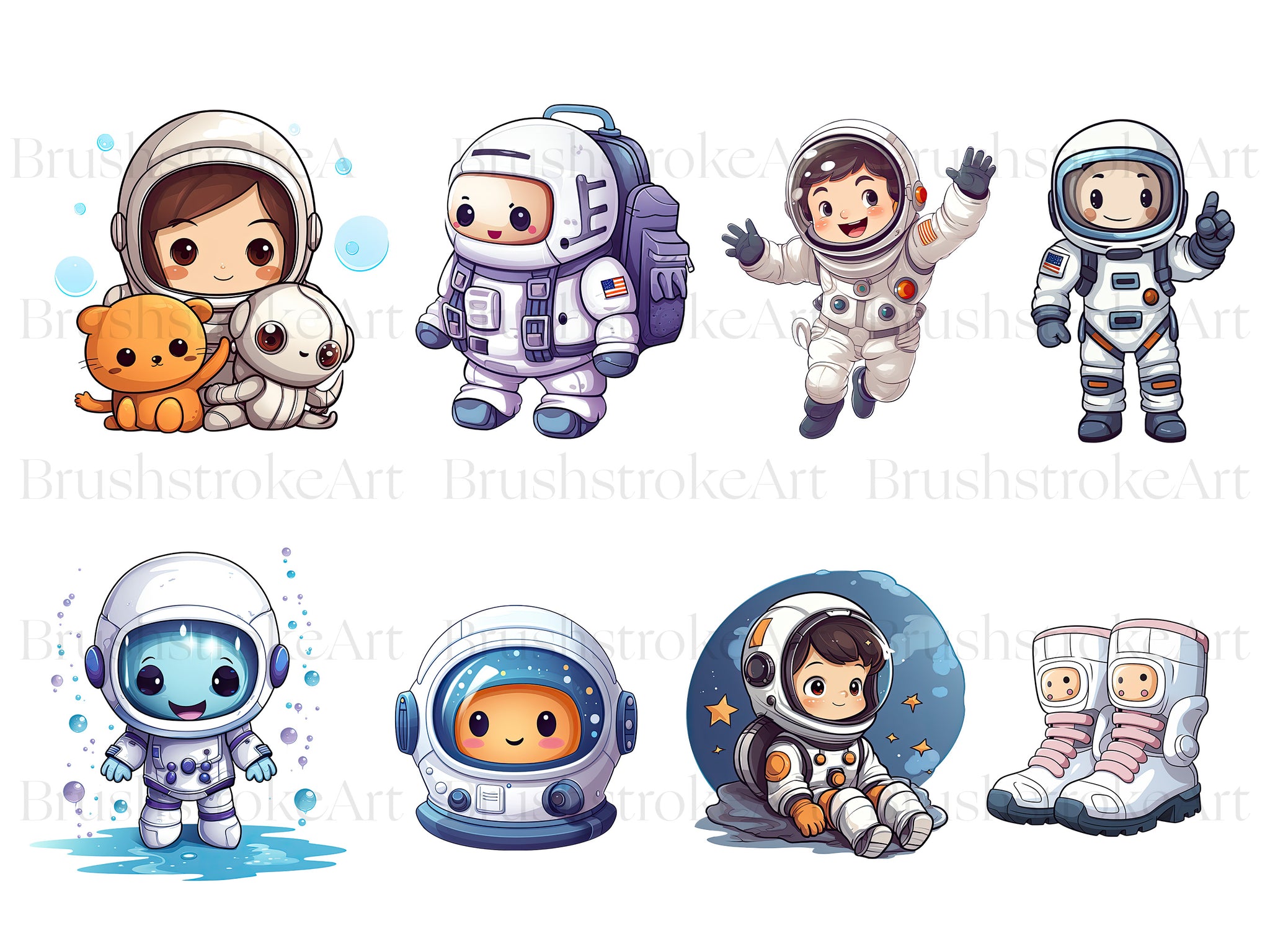 28 Cute Astronauts Clipart, Boy Astronaut, Outer Space Watercolor ...