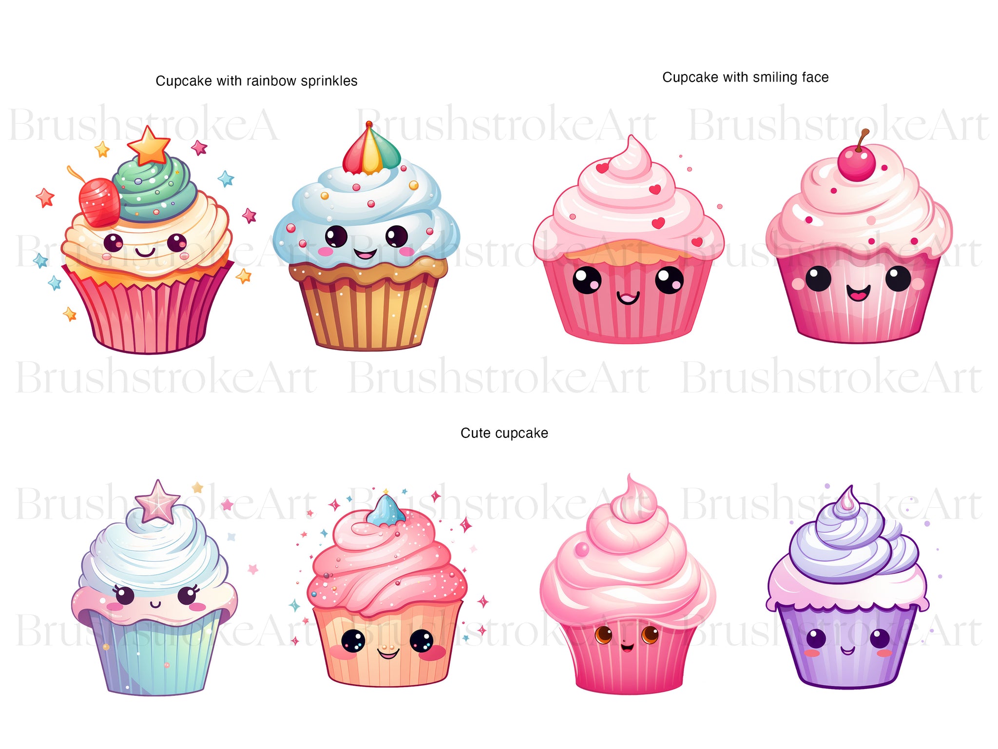 Cute Cupcake Clipart, Strawberry Cupcake PNG, Dessert Menu – Clipartset