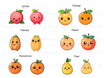 Cute Fruit Clipart, Smiling Fruit Happy, Kawaii Fruit PNG – Clipartset
