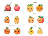 Cute Fruit Clipart, Smiling Fruit Happy, Kawaii Fruit PNG – Clipartset