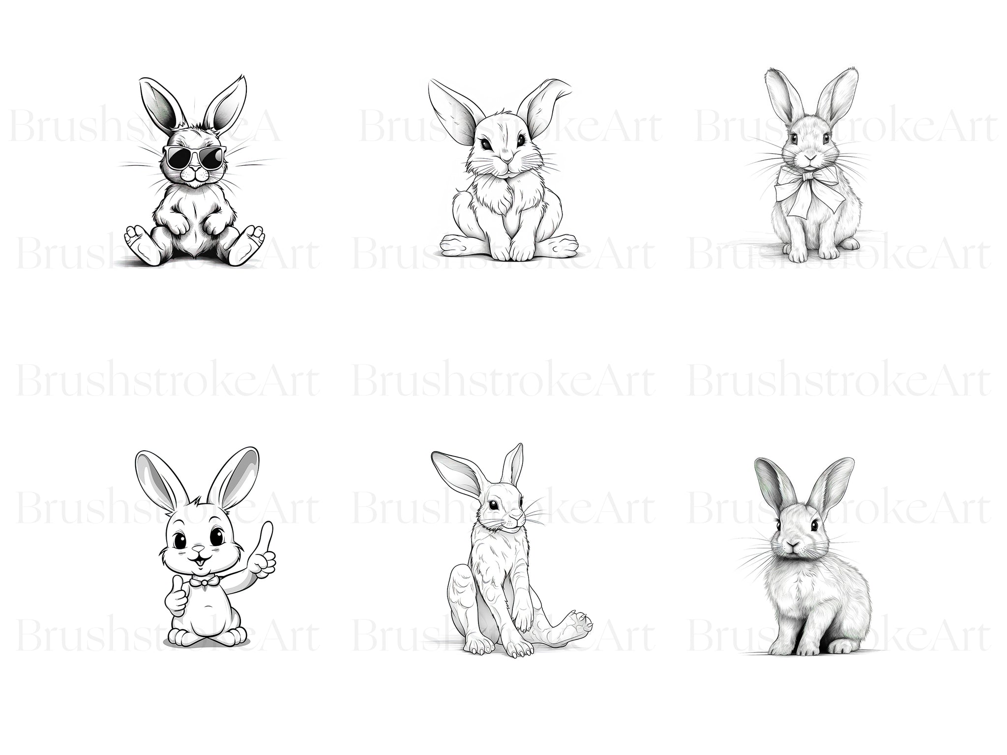Rabbit Line Art Silhouette, Bunny Silhouette, Cute Bunny SVG – Clipartset