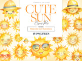 Cute Sun Clipart, Watercolor Sun, Weather Clipart, Cool Sun – Clipartset
