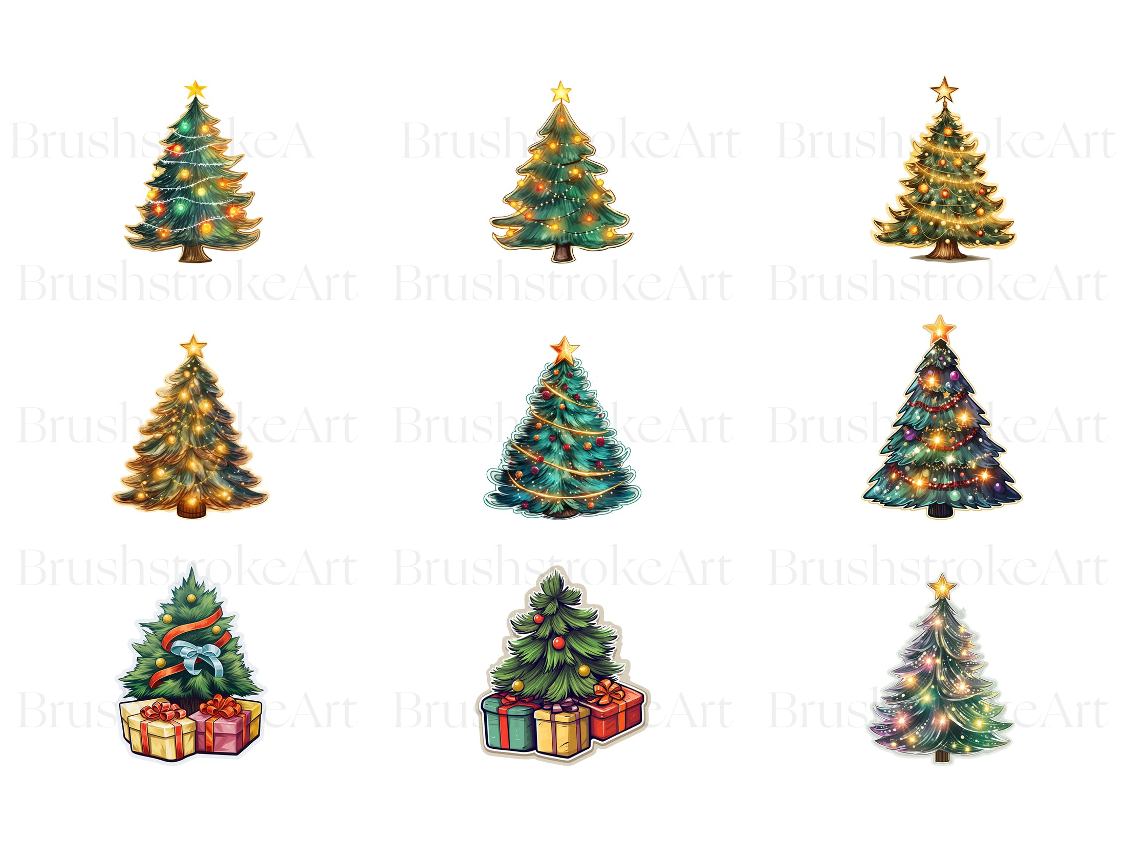 Christmas Tree Clipart, Pine Tree PNG, Christmas Stickers – Clipartset