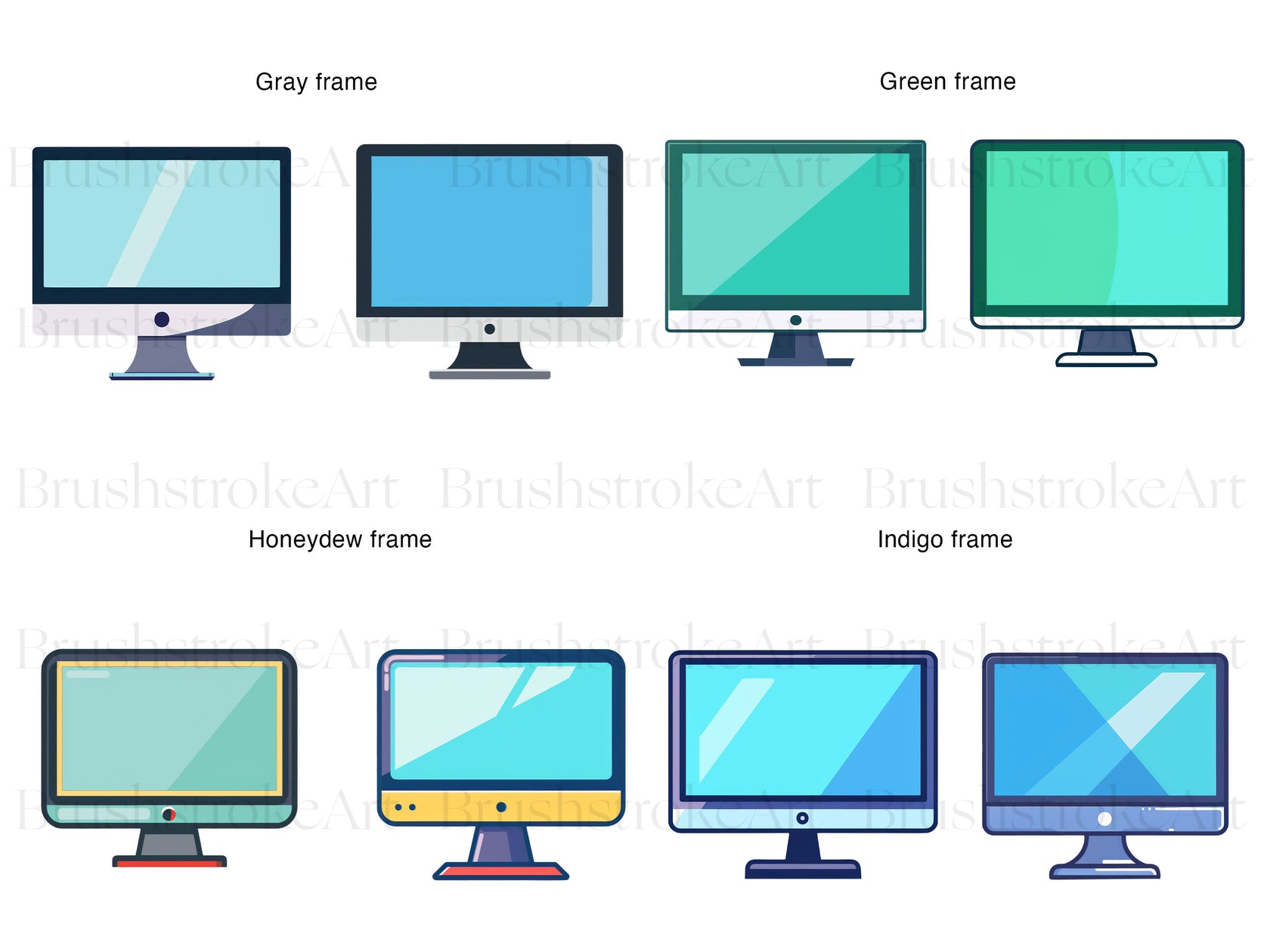 Computer Monitor Clipart, Computer Screen, Tech Graphics – Clipartset