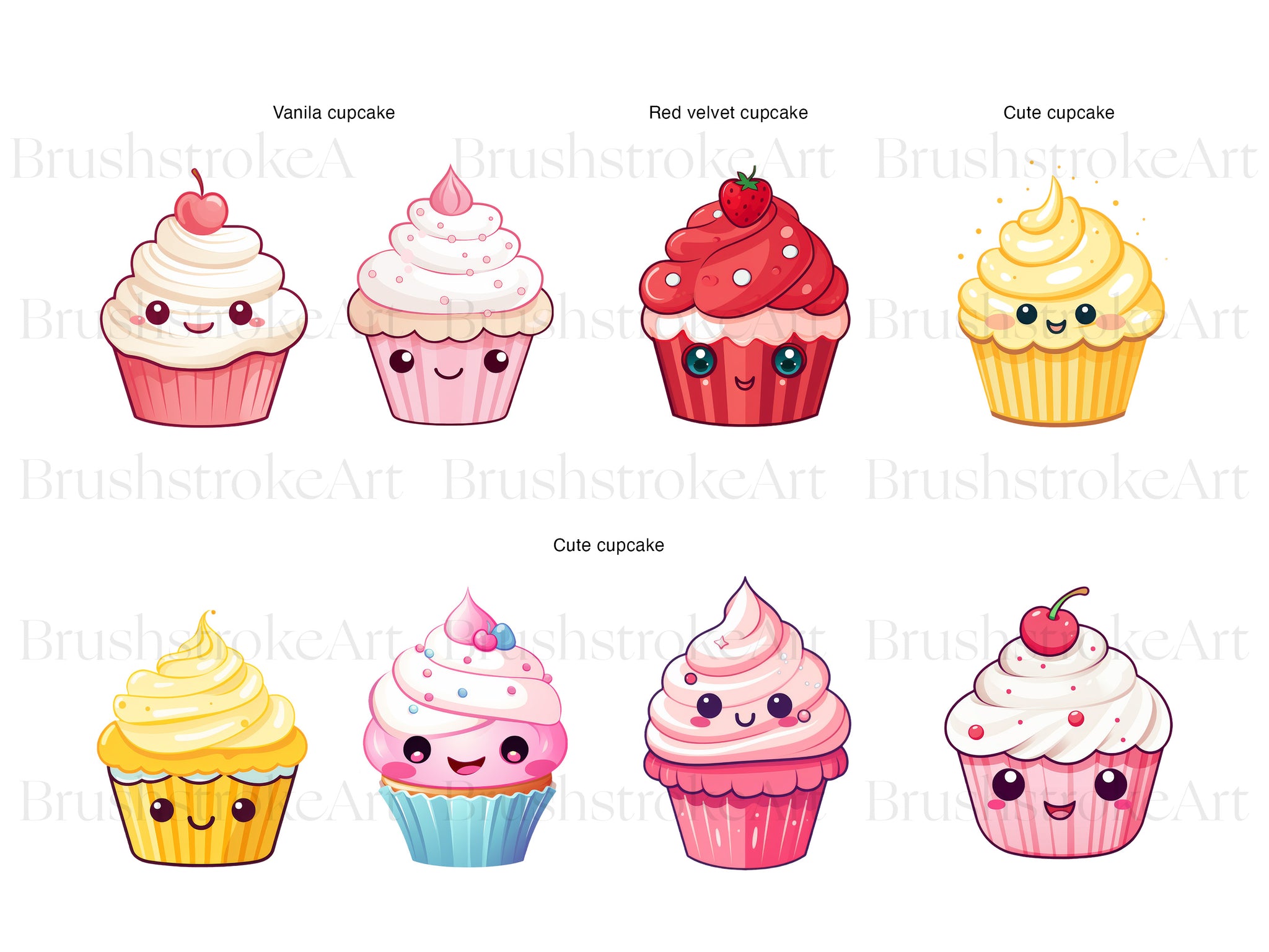 Cute Cupcake Clipart, Strawberry Cupcake PNG, Dessert Menu – Clipartset