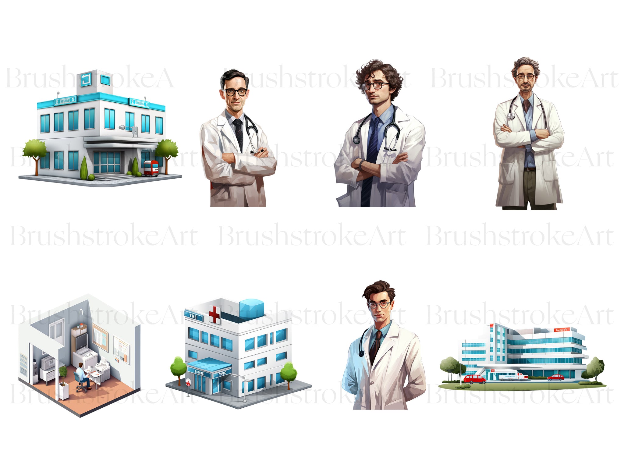 Hospital Clipart, Doctor, Nurse PNG, Patient, Medical Staff – Clipartset
