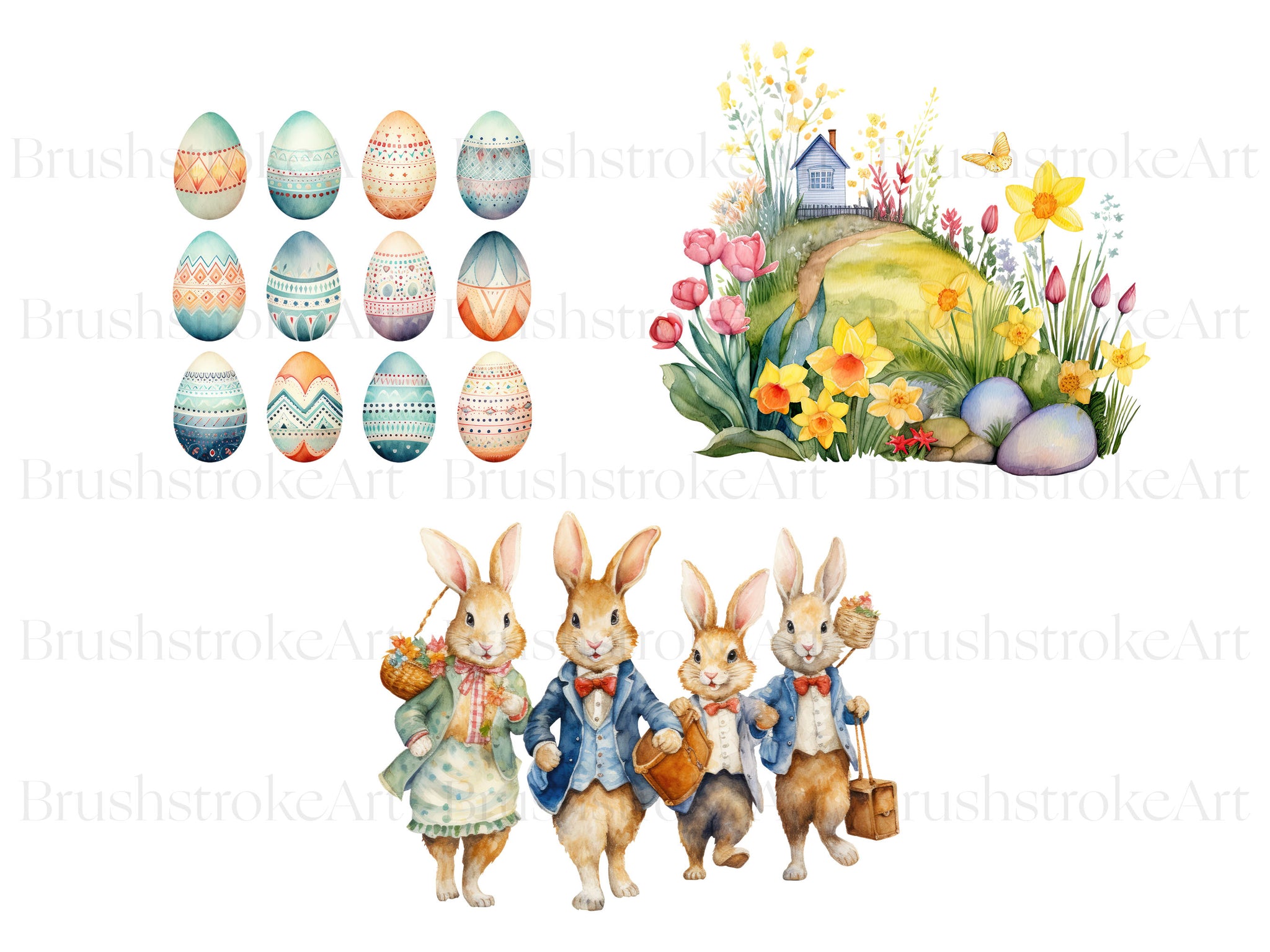 39 Watercolor Easter Clipart, Lamb, Chick, Watercolor Bunnies, Easter ...