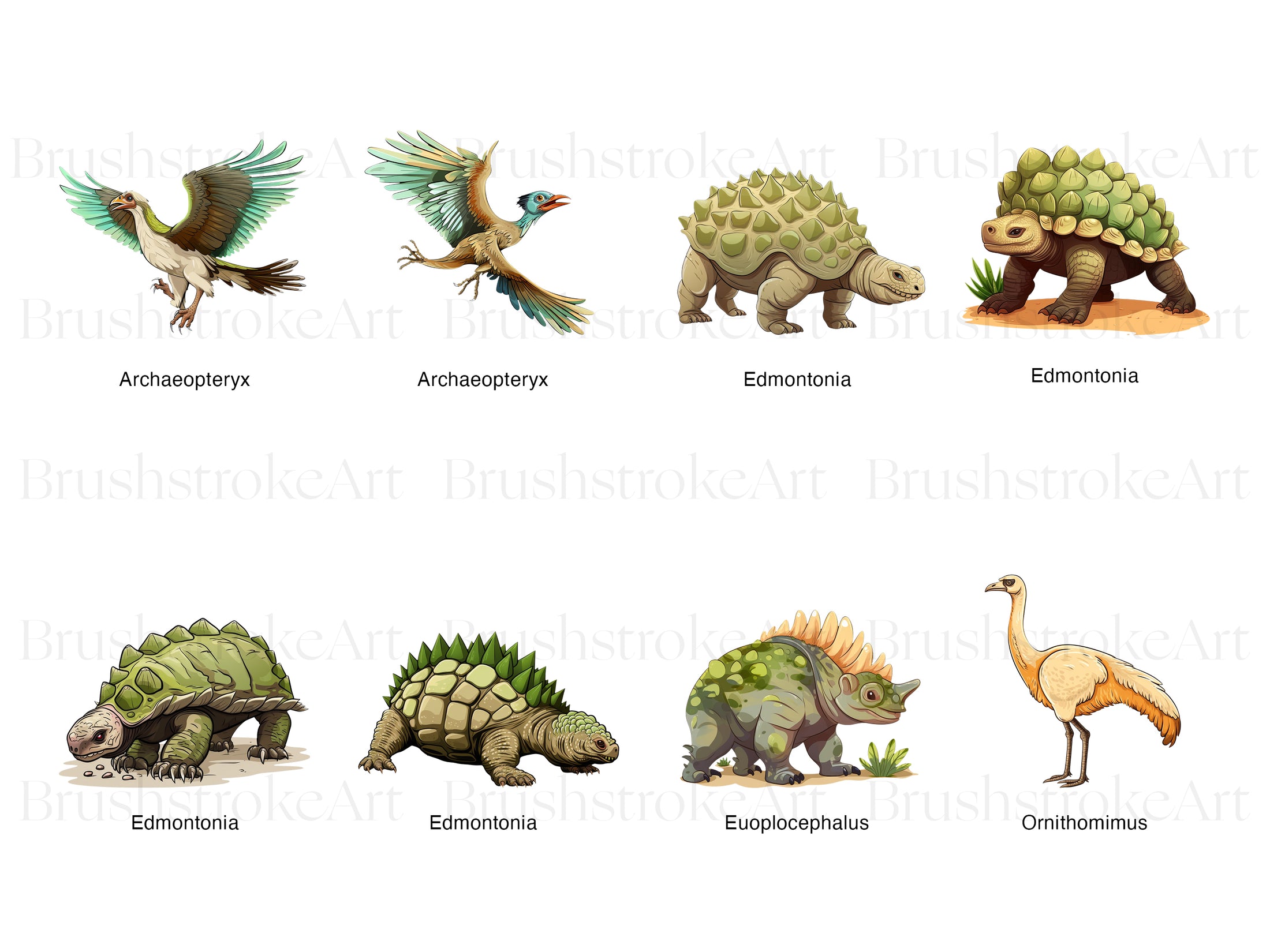 Watercolor Dinosaur Clipart, Stegosaurus, Triceratops PNG – Clipartset