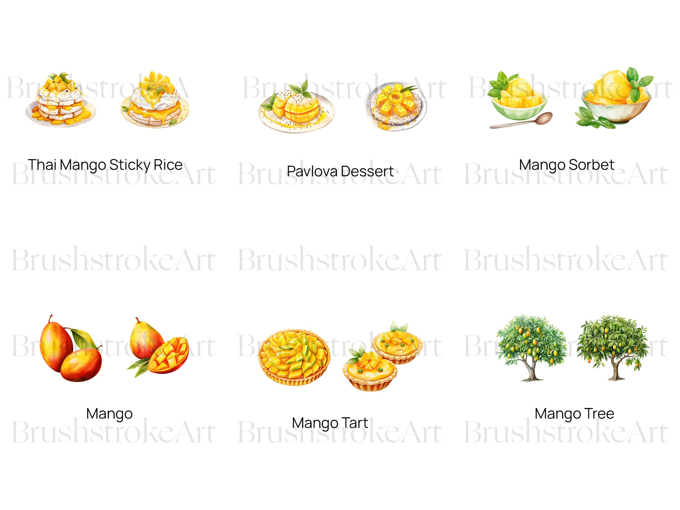 Watercolor Mango Clipart, Tropical Fruit, Yellow Mango PNG – Clipartset