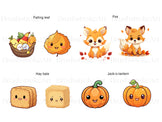 Cute Fall Clipart, Pumpkin, Cute Autumn PNG, Fall Animals – Clipartset