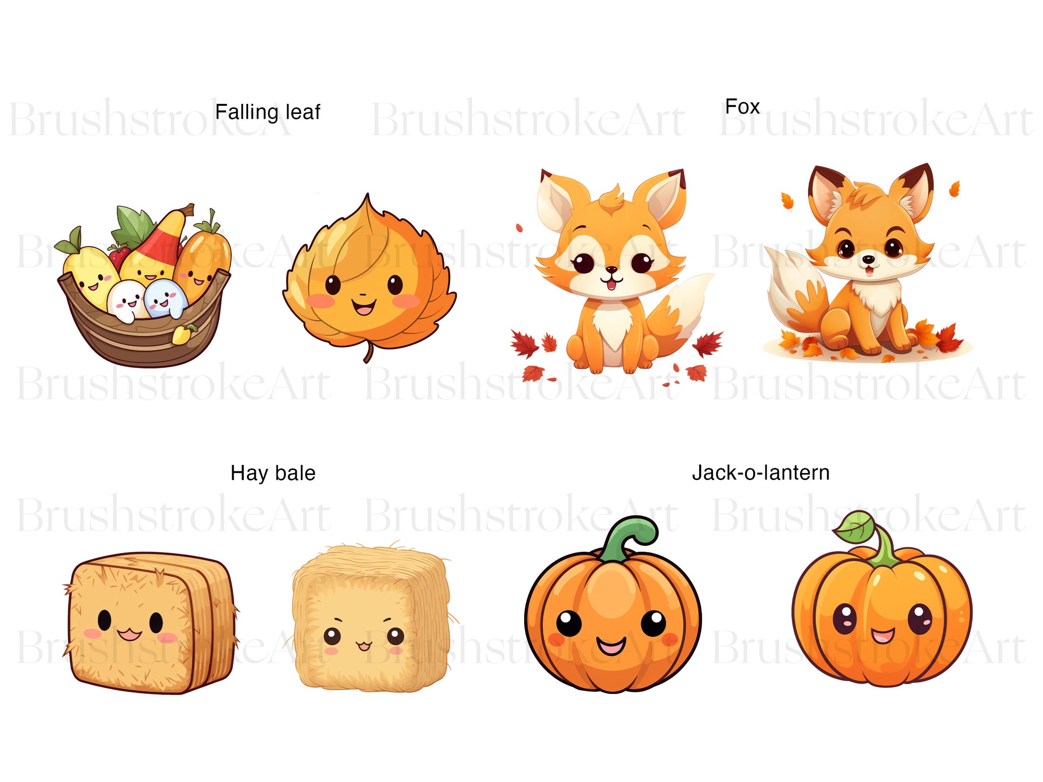 Cute Fall Clipart, Pumpkin, Cute Autumn PNG, Fall Animals – Clipartset