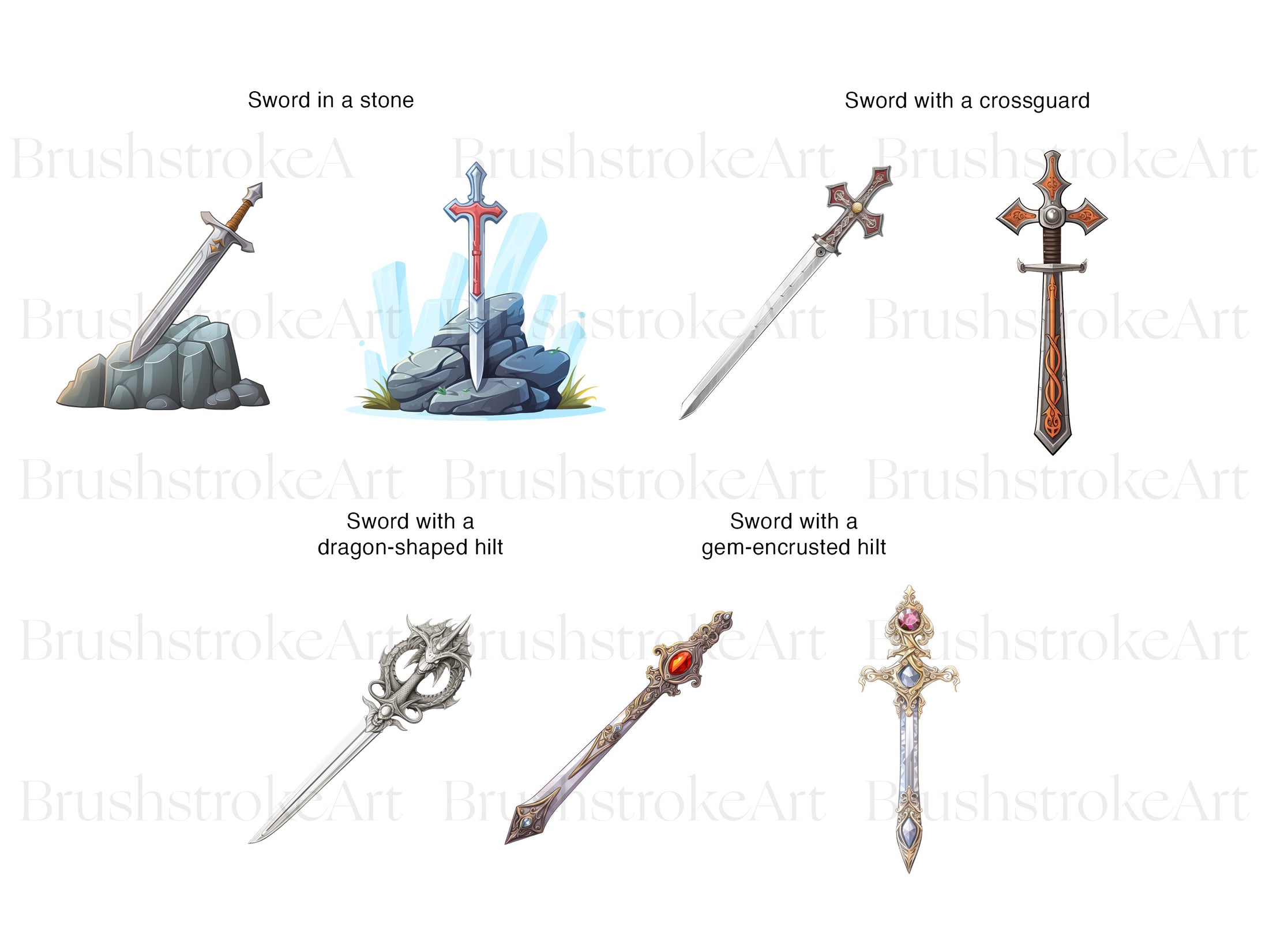 Sword Illustration Clipart, Vintage Roman Sword PNG, Katana – Clipartset