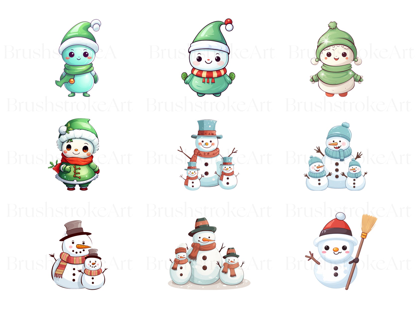 Kawaii Snowman Clipart, Christmas Snowman PNG, Cute Snowman – Clipartset