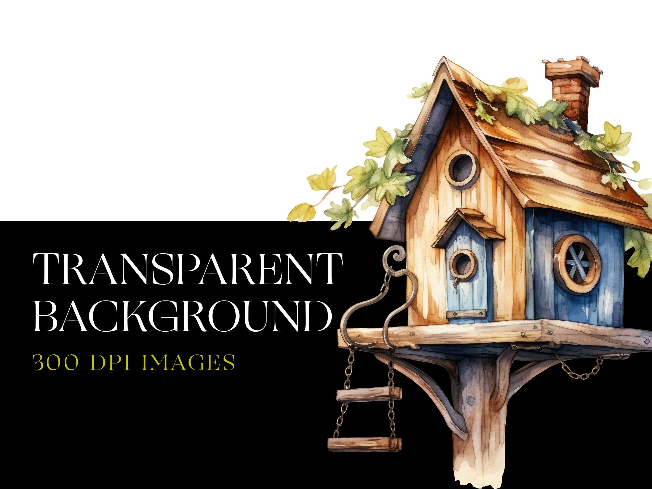 Watercolor Bird House Clipart, Spring Birds, House PNG, Tree – Clipartset