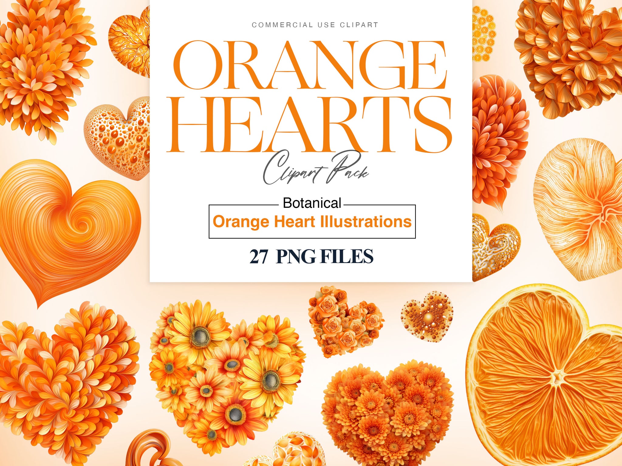 Orange Flower Heart Clipart, Love Clipart, Flower Heart PNG – Clipartset