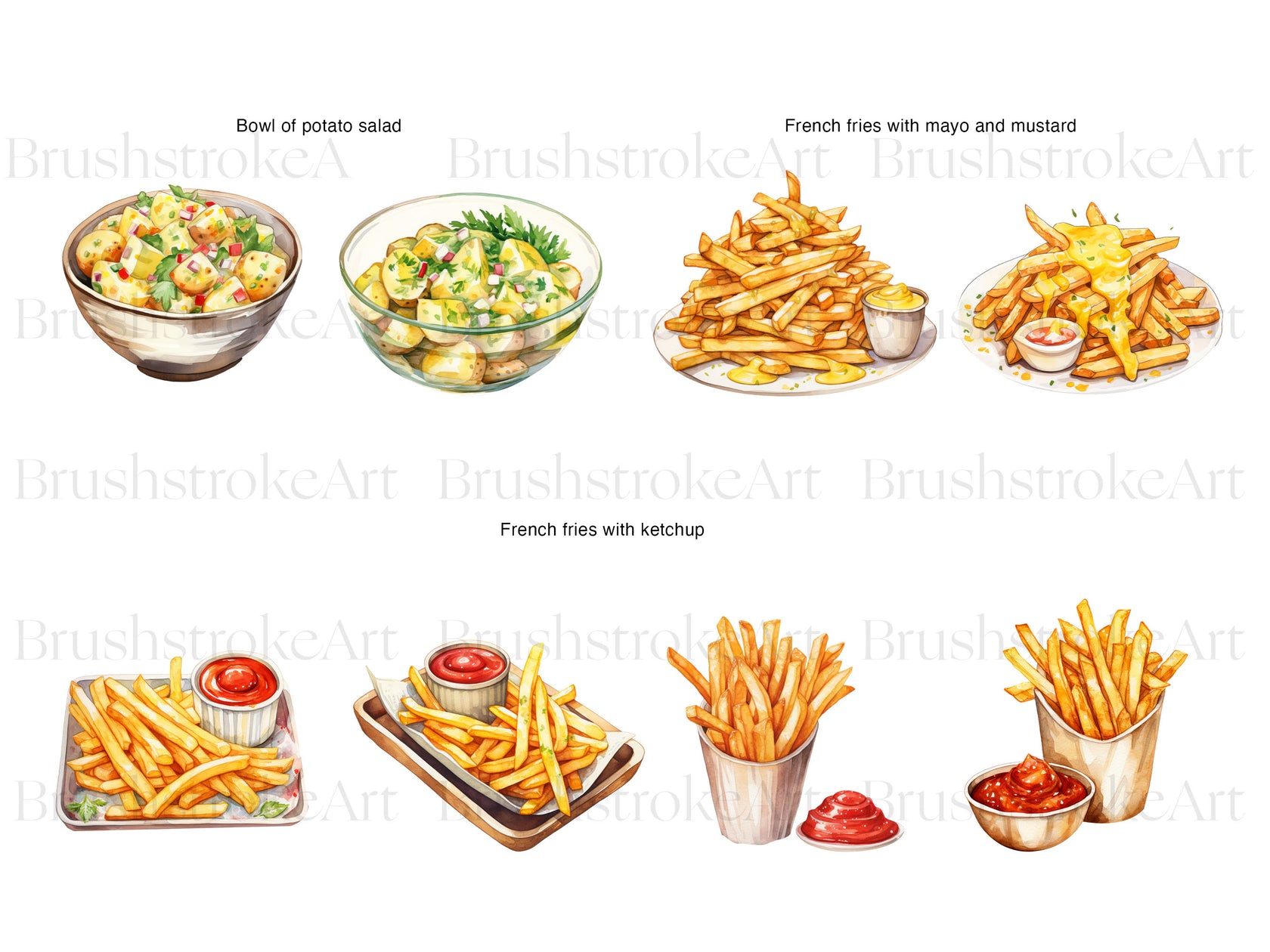Watercolor Potato Clipart, Baked Potato PNG, Potato Chips – Clipartset