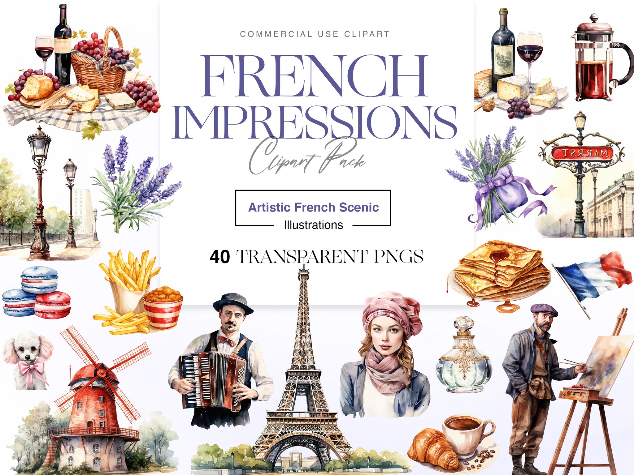 Watercolor France Clipart, Eiffel Tower, Paris PNG, Valentines Day ...