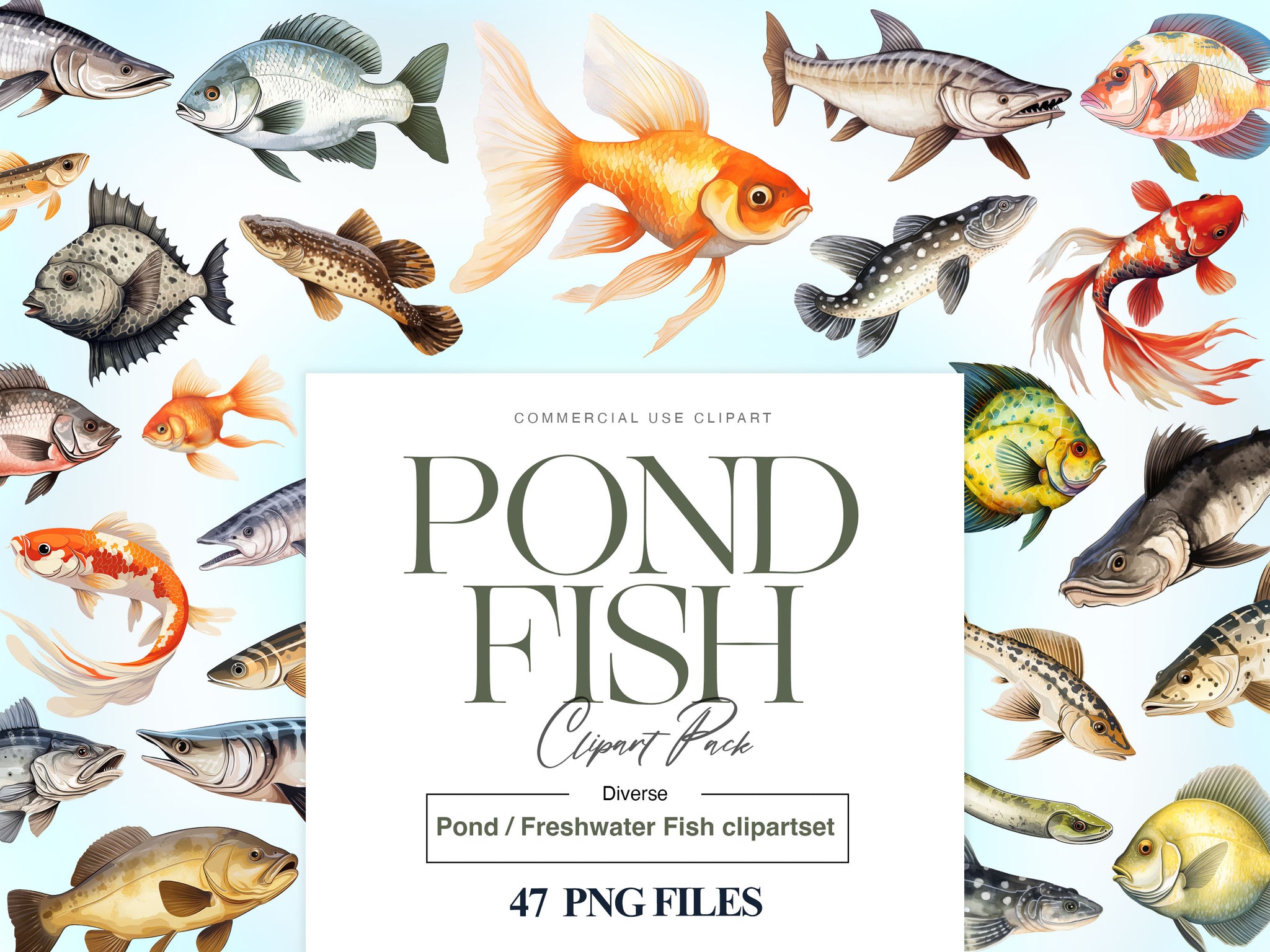 Freshwater Fish Clipart, Koi Fish Pond, Carp Fish Printable – Clipartset