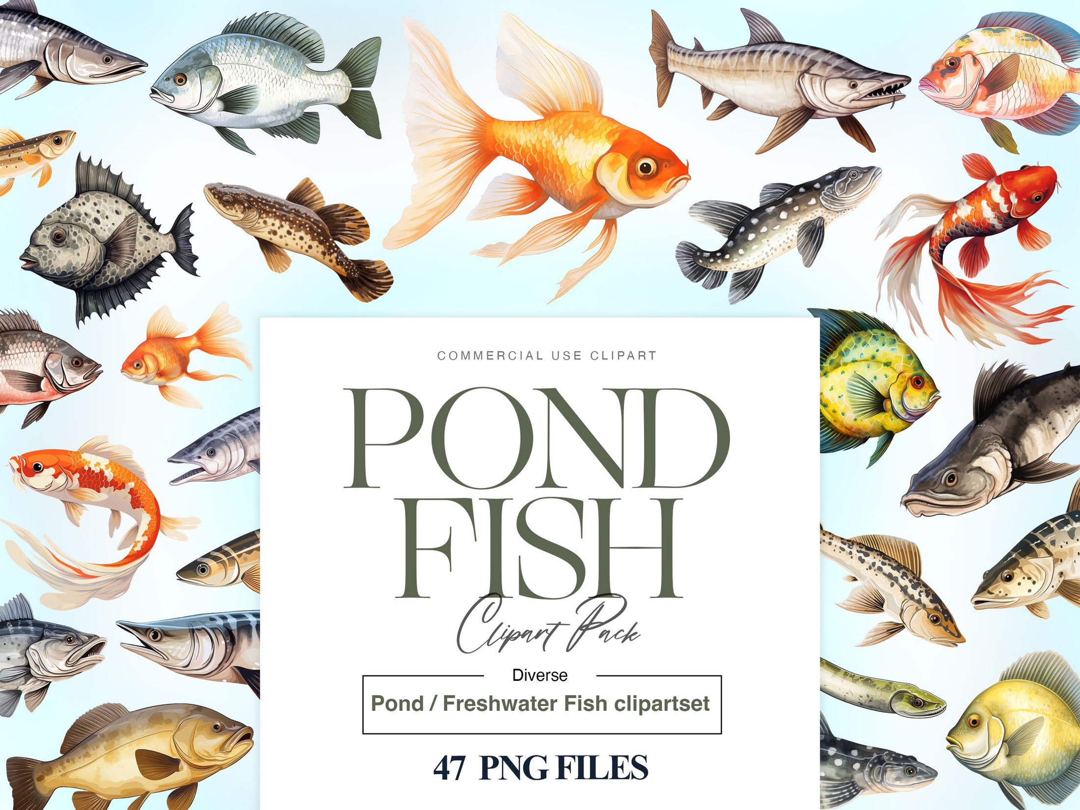 Freshwater Fish Clipart, Koi Fish Pond, Carp Fish Printable – Clipartset