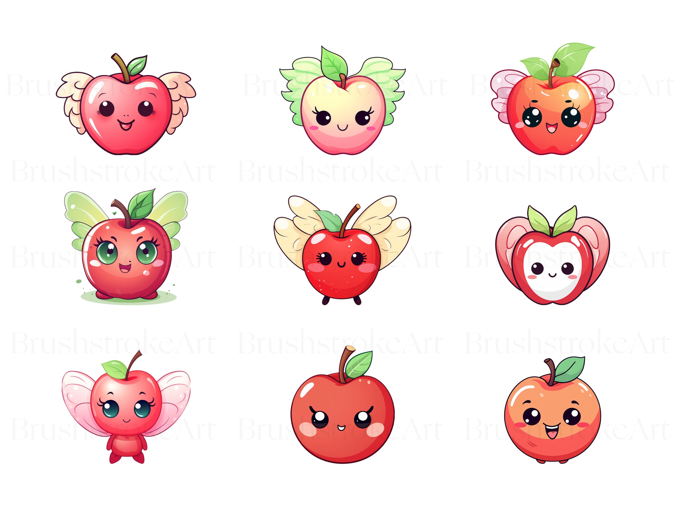 Cute Apple Clipart, Red Apple Fruit, Happy Fruit, Apple PNG – Clipartset