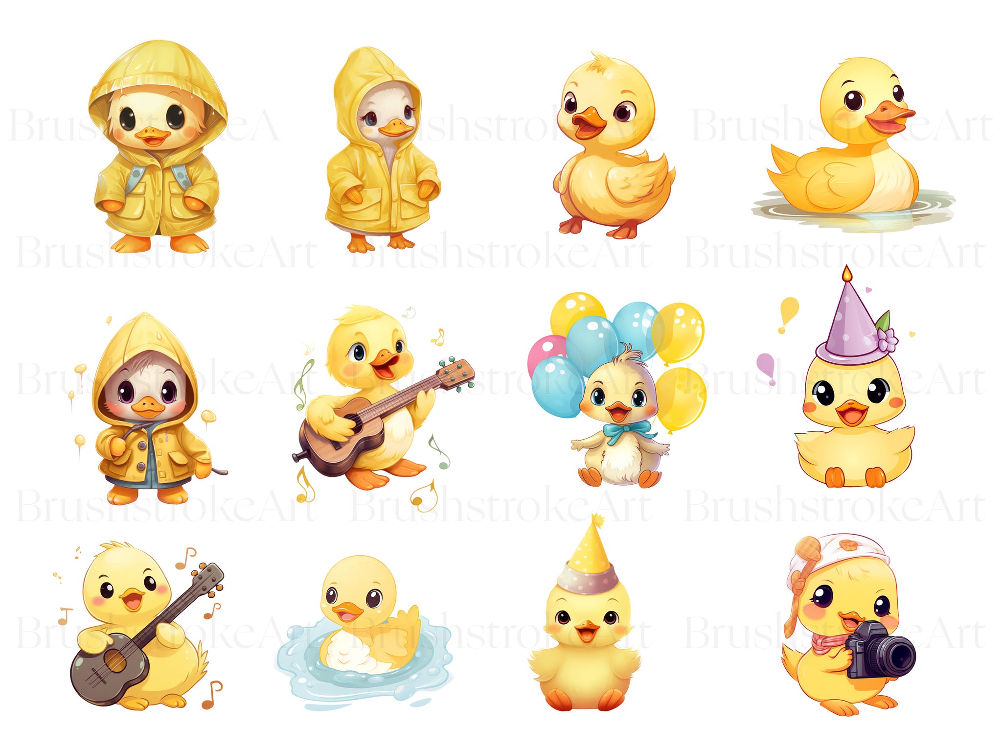 Cute Ducks Clipart, Duck Baby Shower, Watercolor Duck PNG – Clipartset