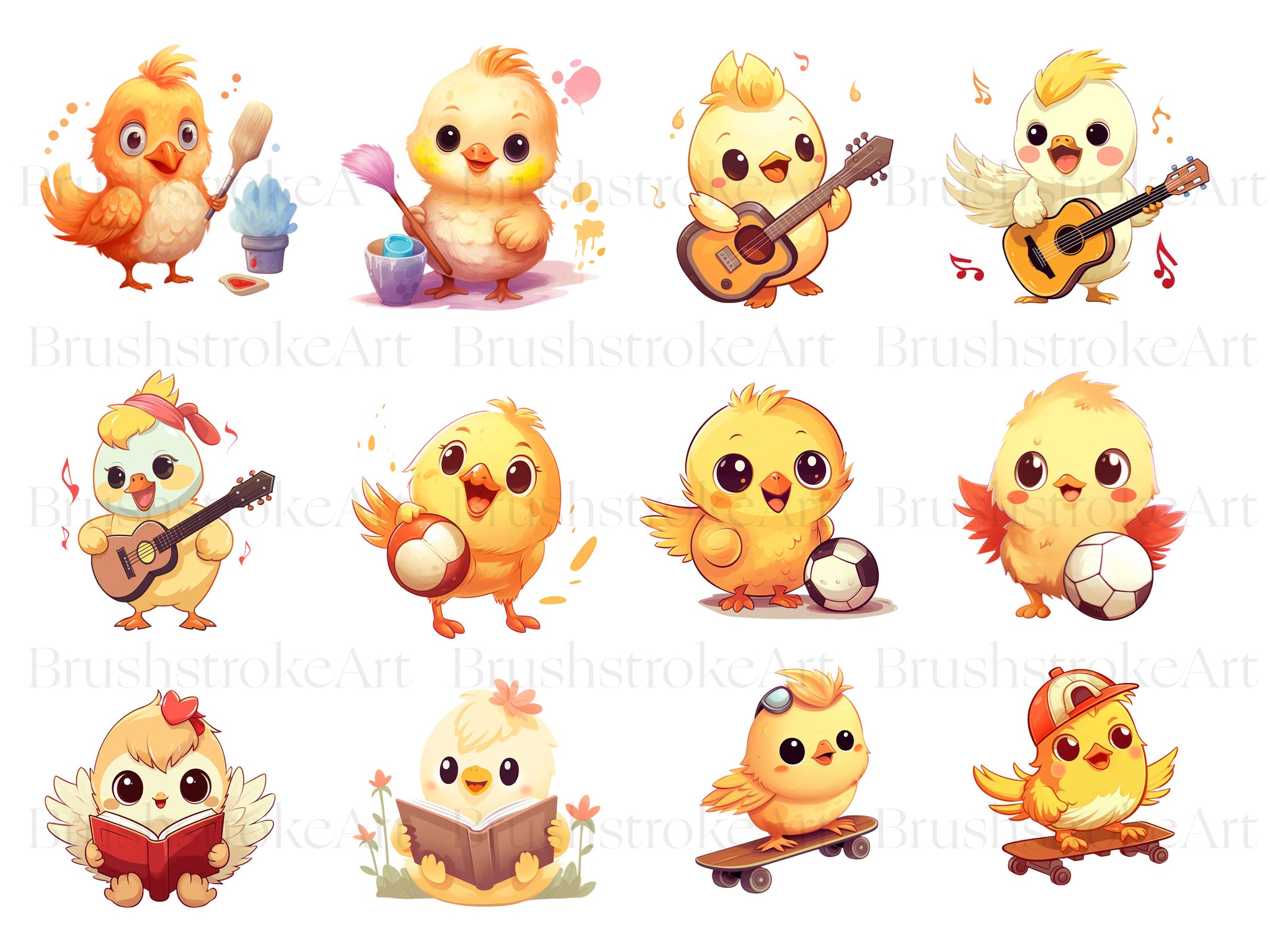 Cute Chicken Clipart, Baby Chicken Hatching, Kawaii Chicken – Clipartset