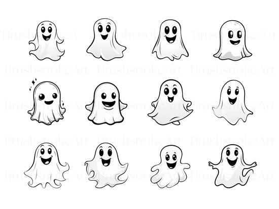 Cute Ghost Clipart, Halloween Ghost Face, Halloween Decor – Clipartset