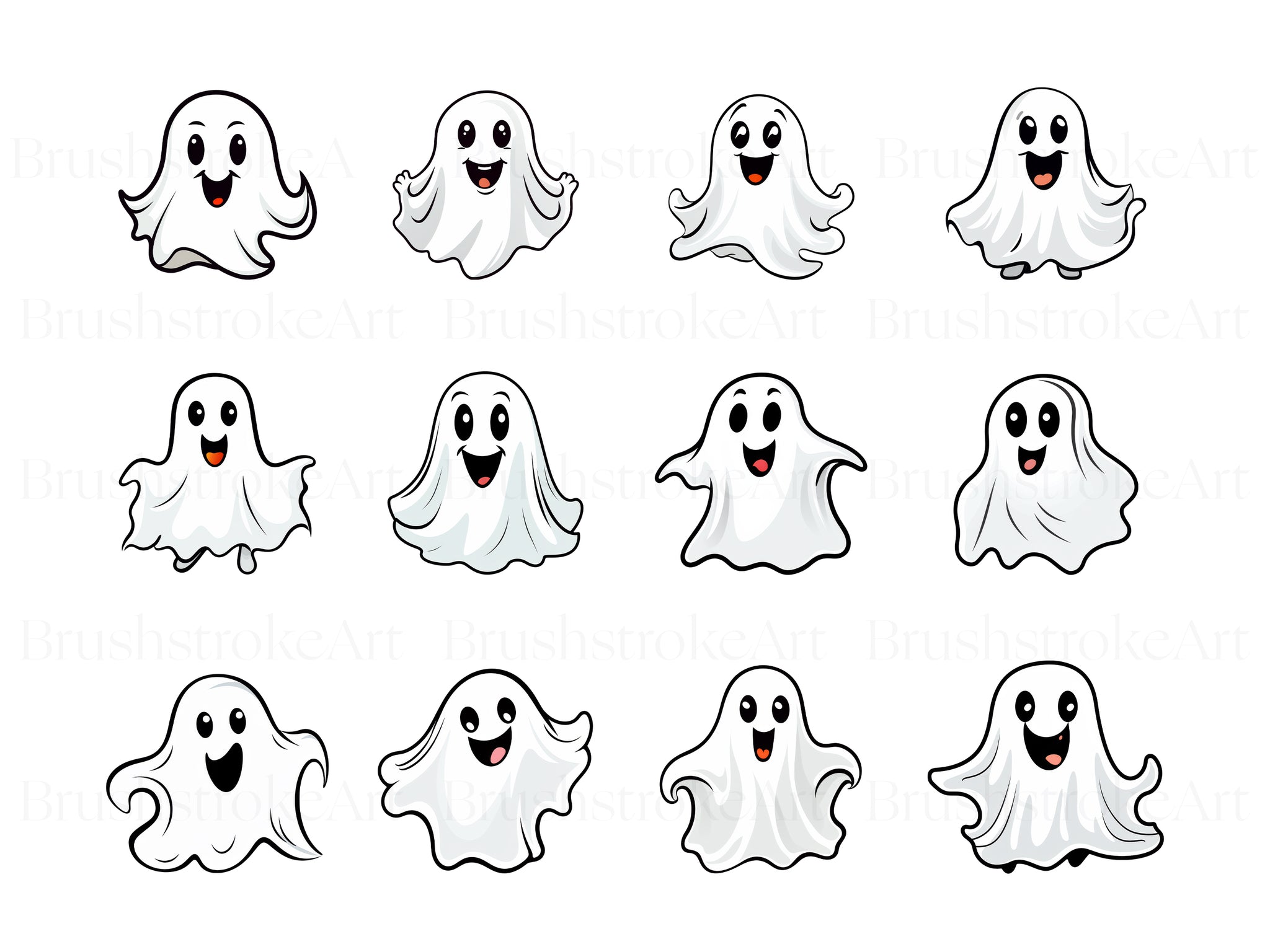 Cute Ghost Clipart, Halloween Ghost Face, Halloween Decor – Clipartset