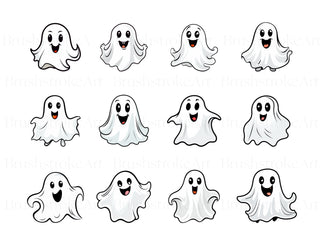 Cute Ghost Clipart, Halloween Ghost Face, Halloween Decor – Clipartset
