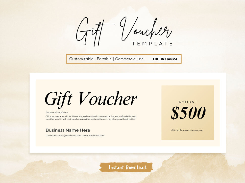 Gift Certificate Template, Printable, Voucher Template PDF – Clipartset