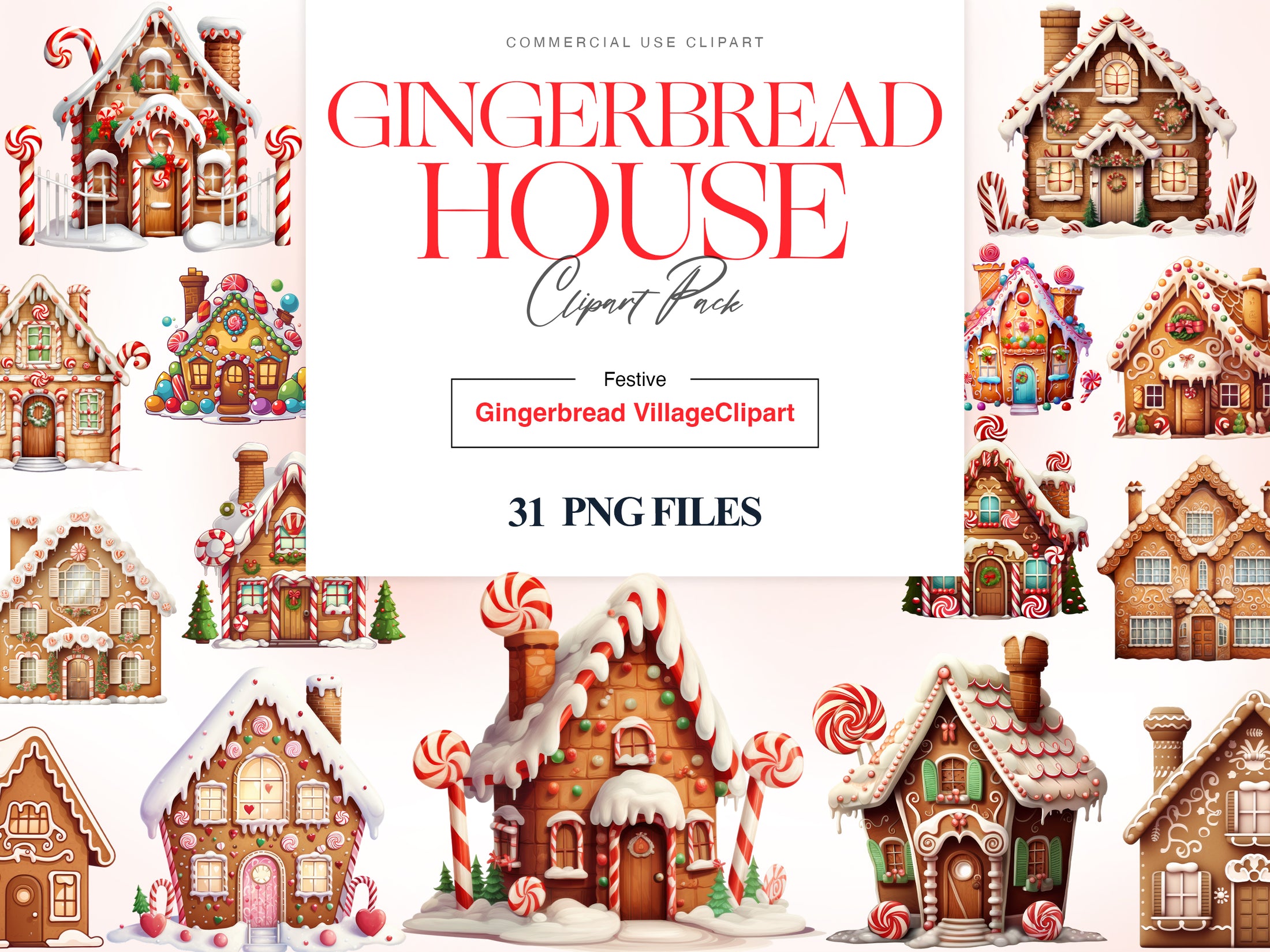 Gingerbread House Clipart, Gingerbread PNG, Christmas Gifts – Clipartset