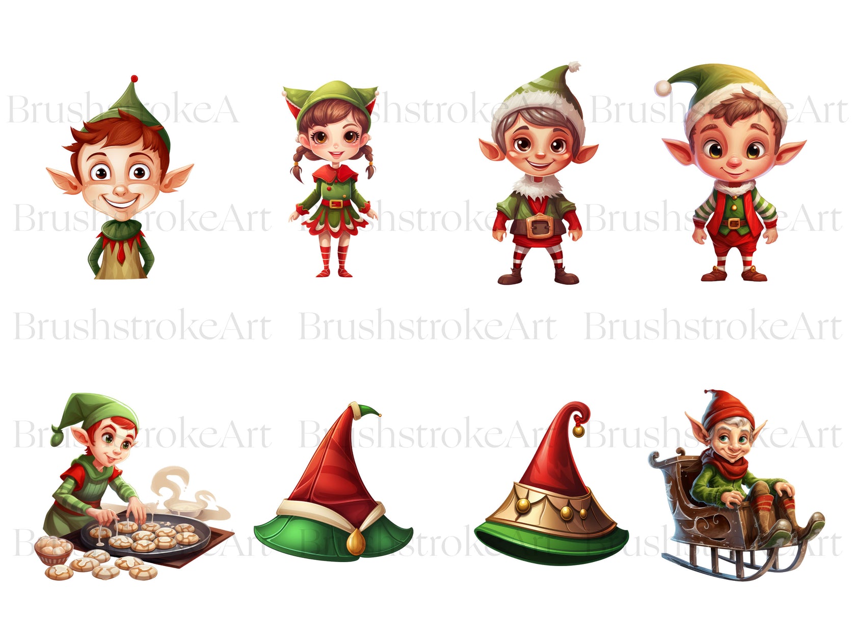 Cute Elf Clipart, Christmas Elves Clip Art, Christmas Gifts – Clipartset