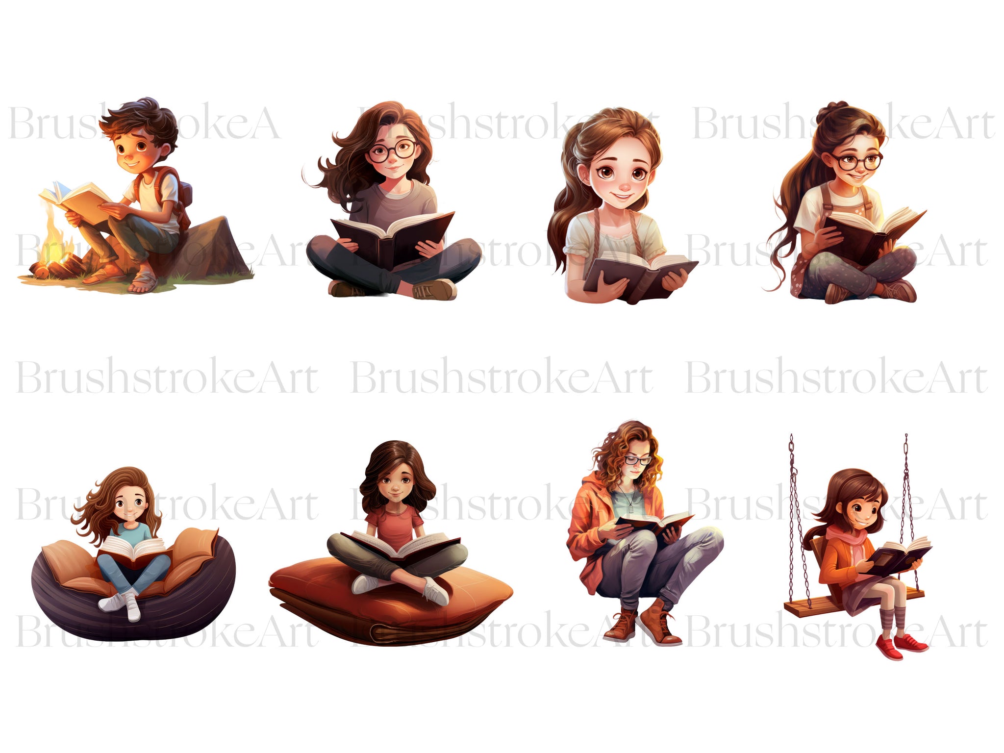 Bookworm Clipart, Book Lover Girl, Reading Clipart, Books – Clipartset