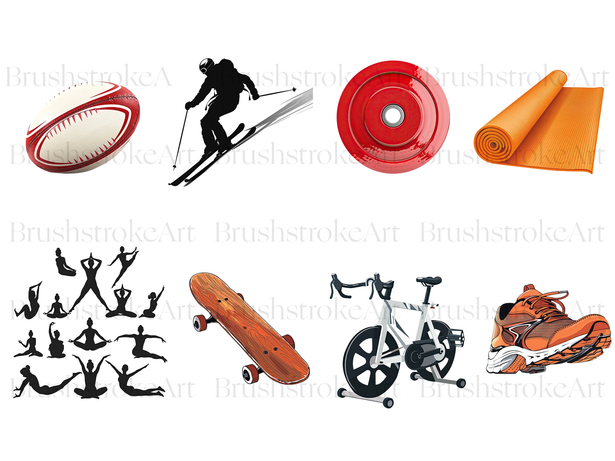 Watercolor Fitness Clipart, Gym, Bodybuilder, Fitness Girl – Clipartset