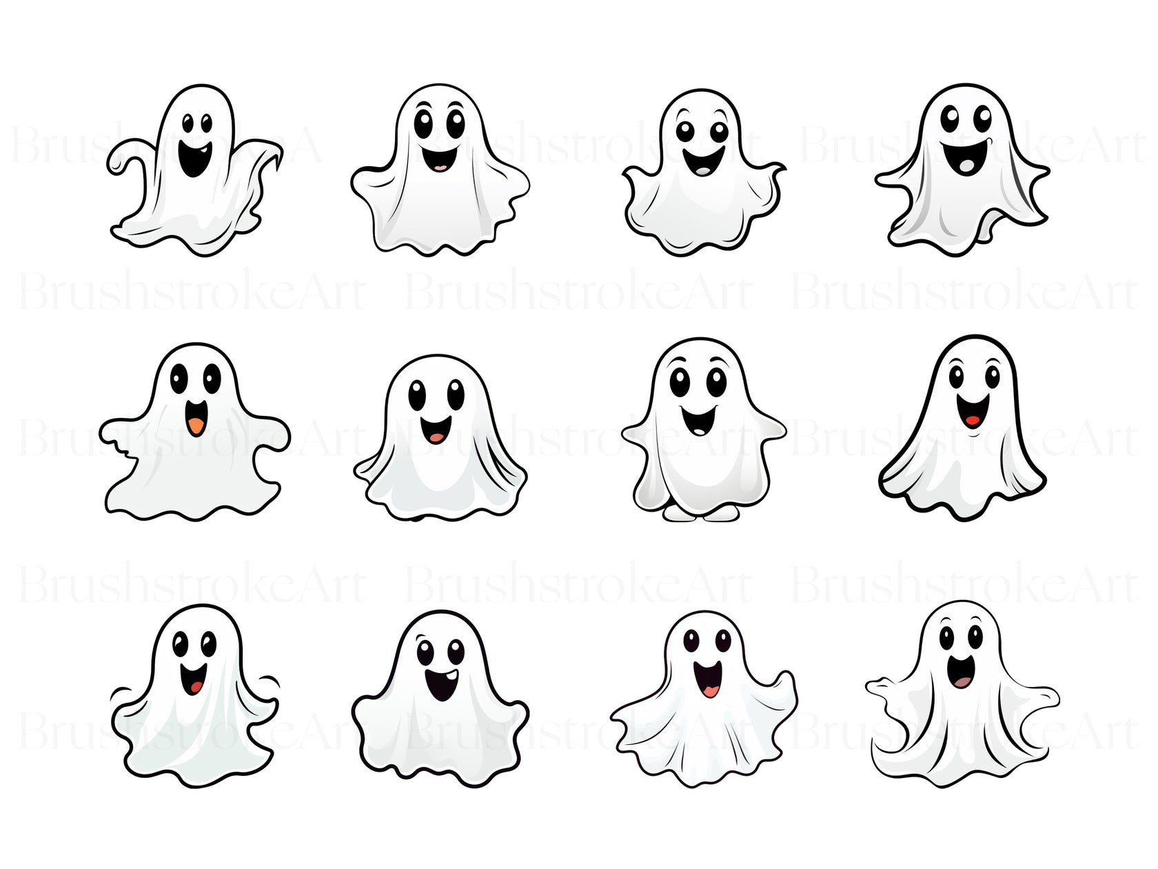 Cute Ghost Clipart, Halloween Ghost Face, Halloween Decor – Clipartset